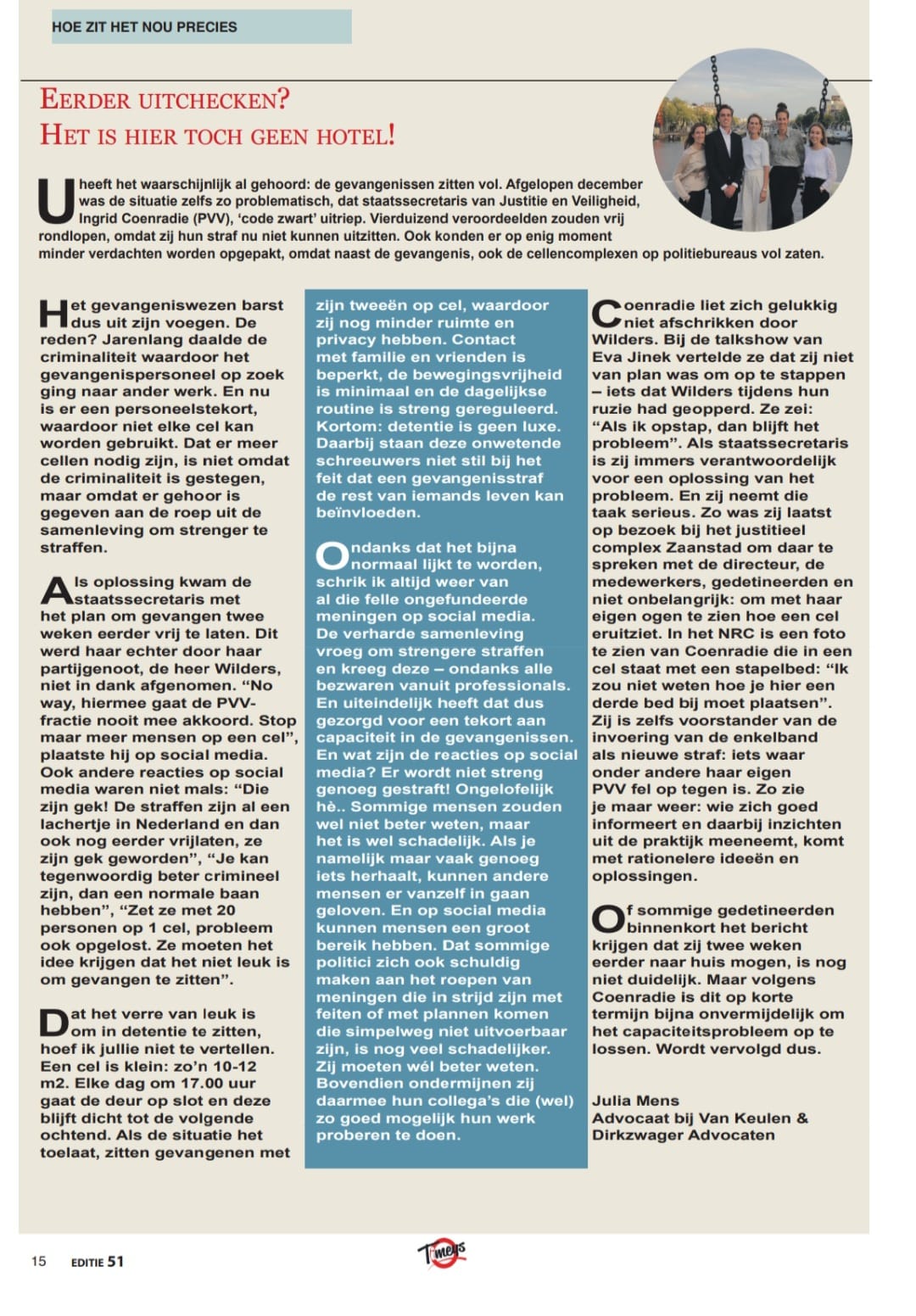 Nieuwste column van mr Mens in de timeys: 'Eerder uitchecken? Het is ...